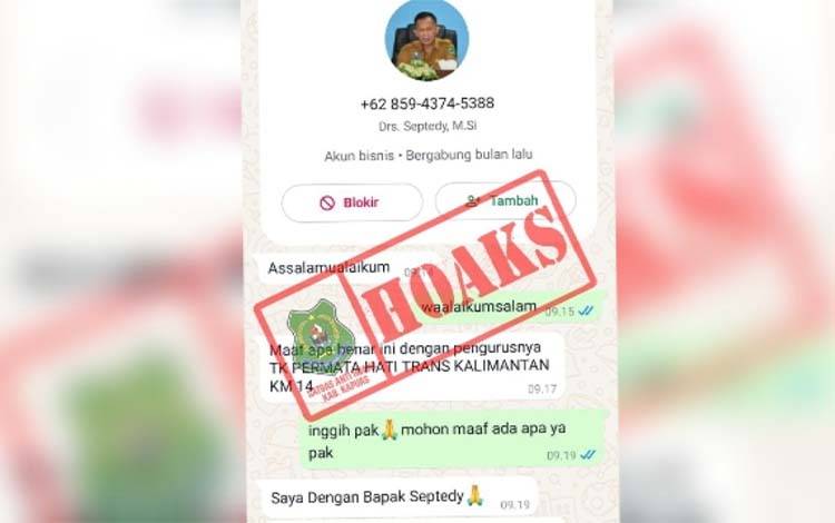 Waspada, Akun WA Palsu Catut Nama Sekda Kapuas Waspada, Akun WA Palsu Catut Nama Sekda Kapuas